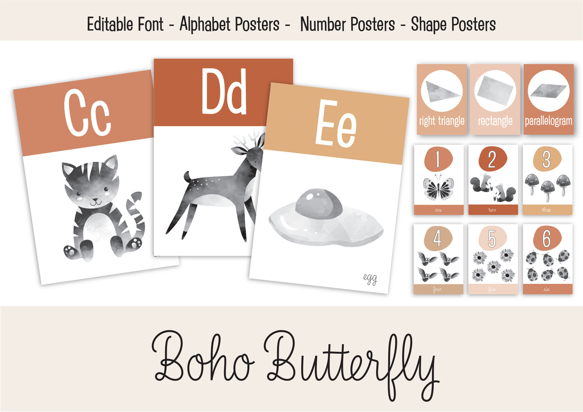 COMPLETE DECOR PACK - BOHO BUTTERFLY – Whimsy Printables Shop