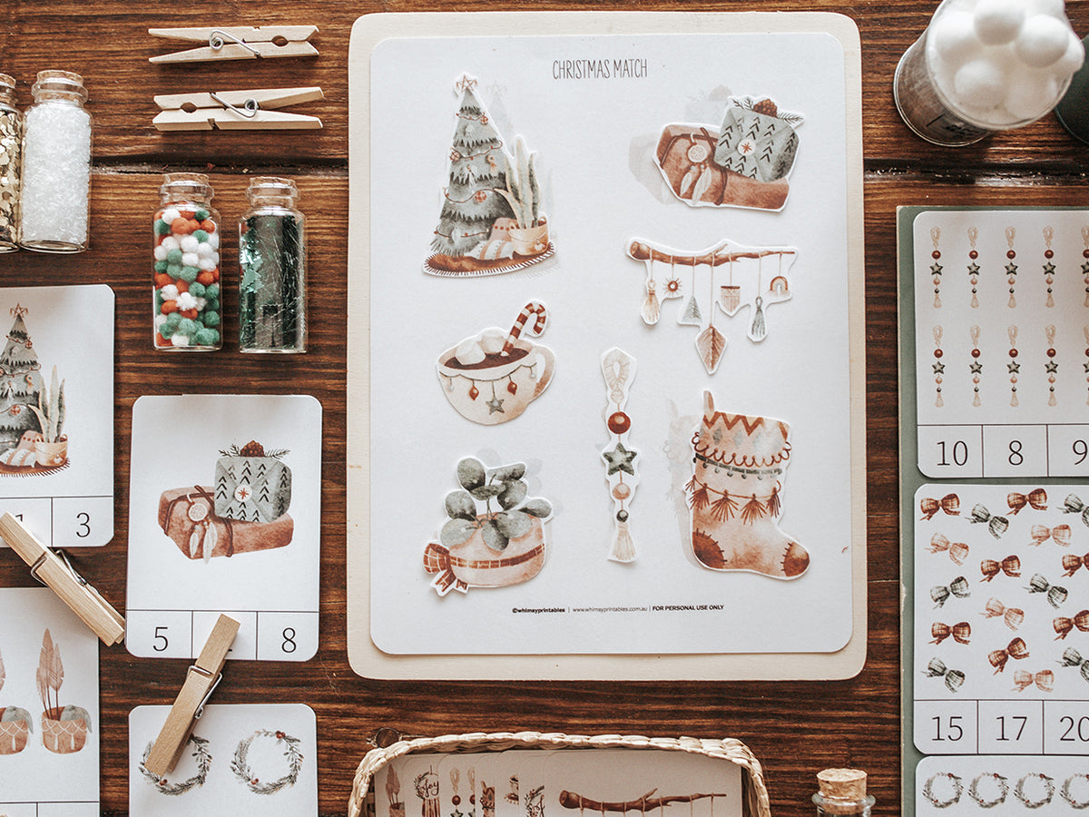 CHRISTMAS COUNT & CLIP CARDS AND MATCHING ACTIVITY FREEBIE – Whimsy ...