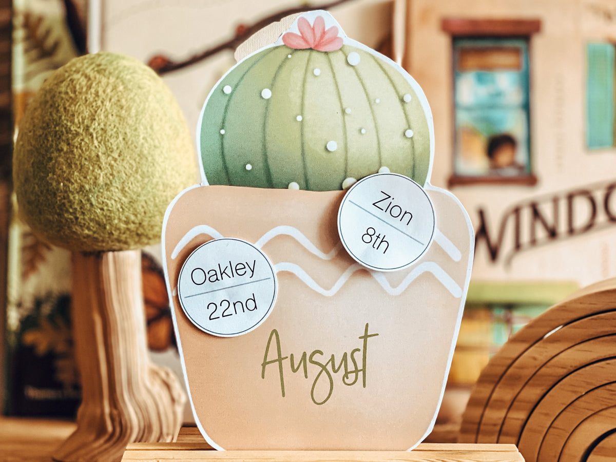BOHO CACTUS BIRTHDAY CHART – Whimsy Printables Shop