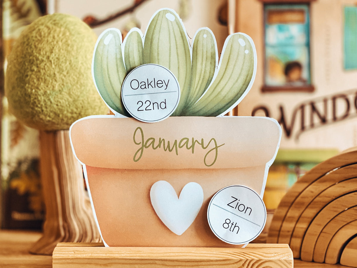 BOHO CACTUS BIRTHDAY CHART – Whimsy Printables Shop